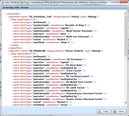 Worksheet Output XML
